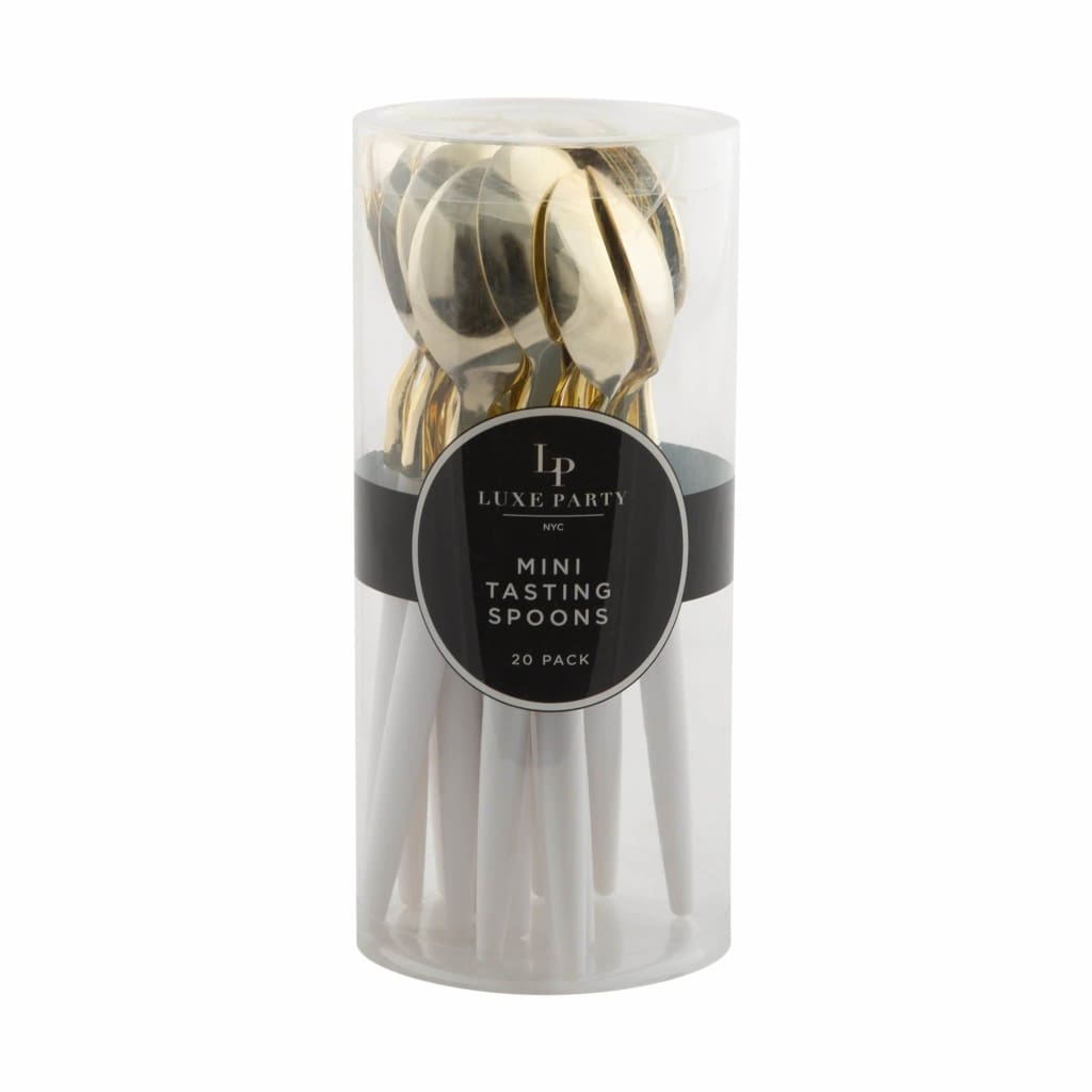White and Gold Plastic Mini Spoons | 20 Spoons - Luxe Party NYC ...